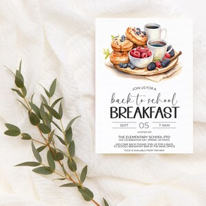 Back to School Breakfast Invitation, Welcome Back Breakfast Invite, 1st ...
