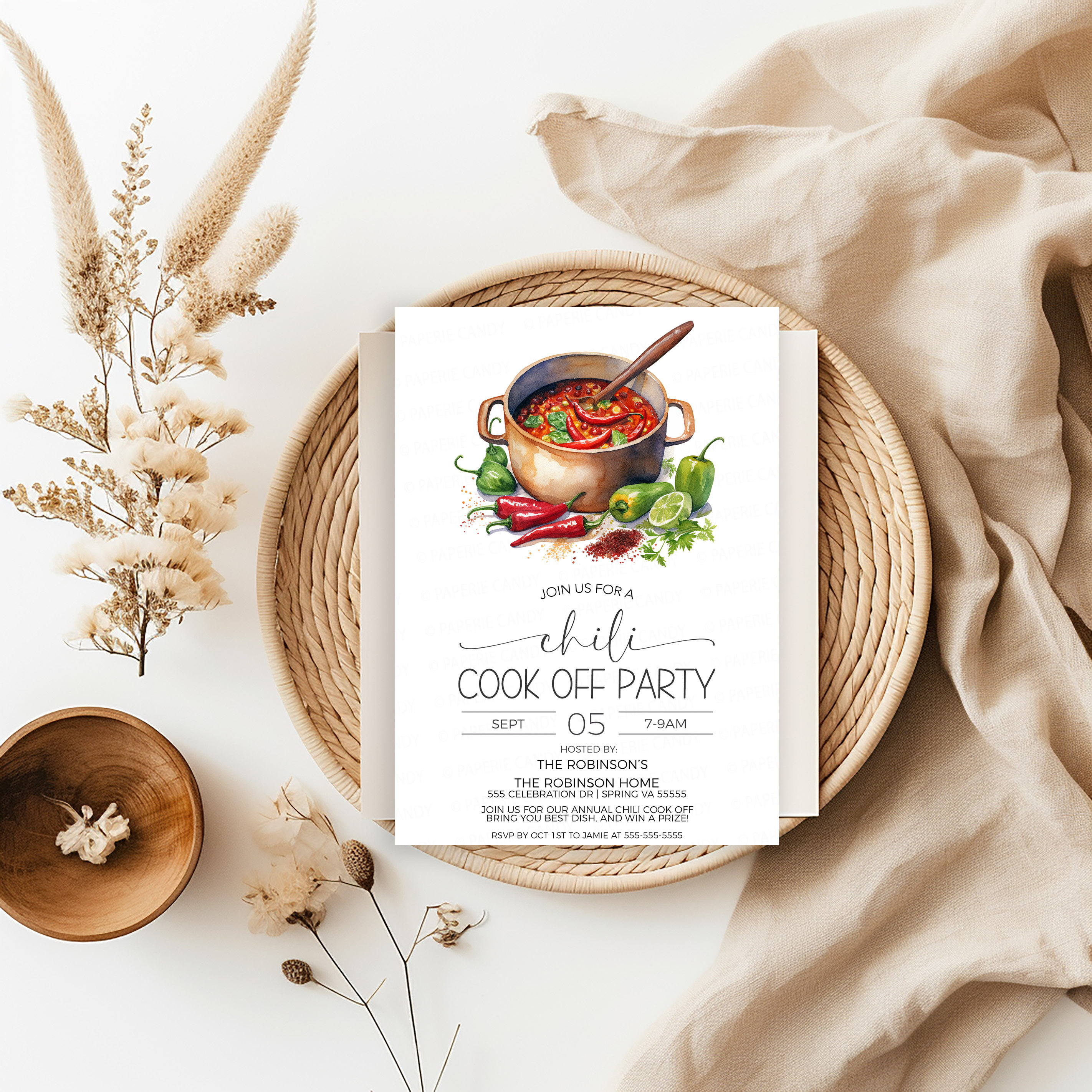 Chili Cook off Invitation, Chili Cook-off Tasting Competition Invite ...