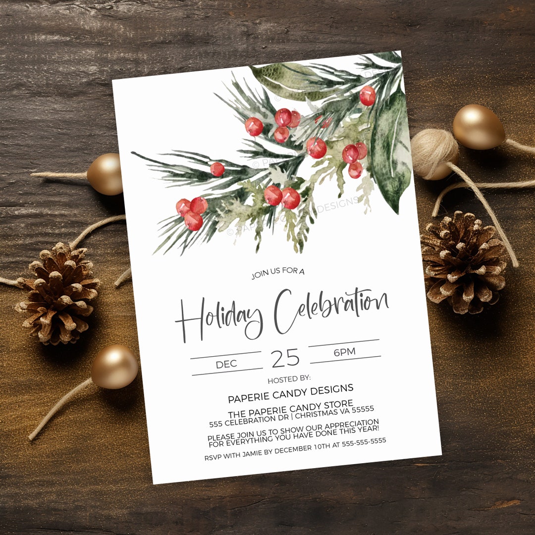 Holiday Appreciation Invitation, Christmas Grateful Invite, Holiday ...