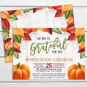 Fall Appreciation Invitation, Employee Staff Volunteer School PTA PTO ...