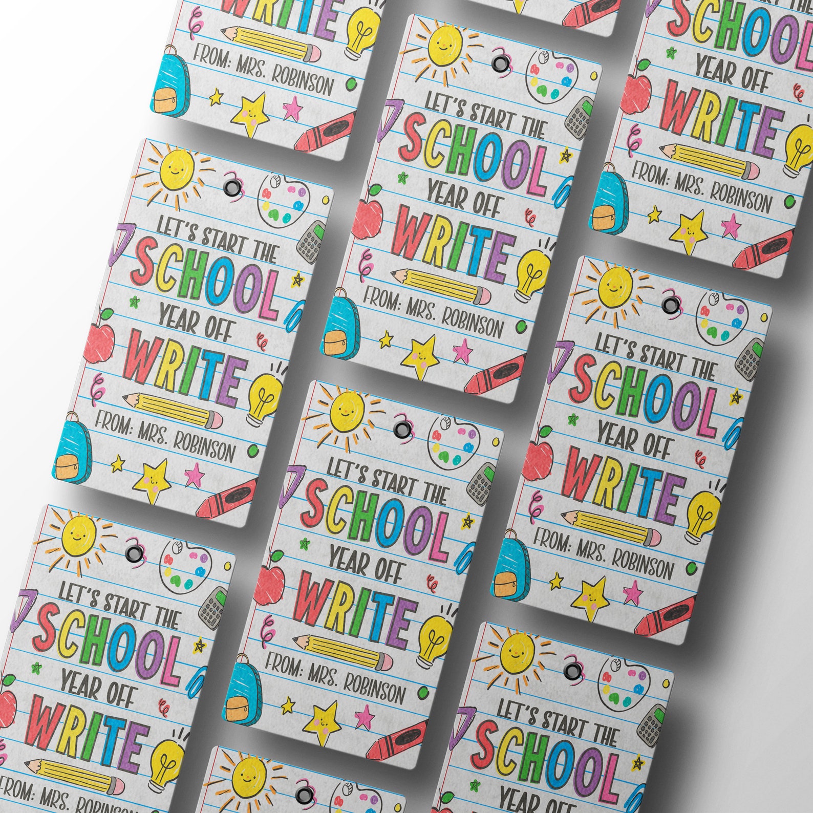 Back to School Gift Tags Let's Start the Year off Write - Etsy