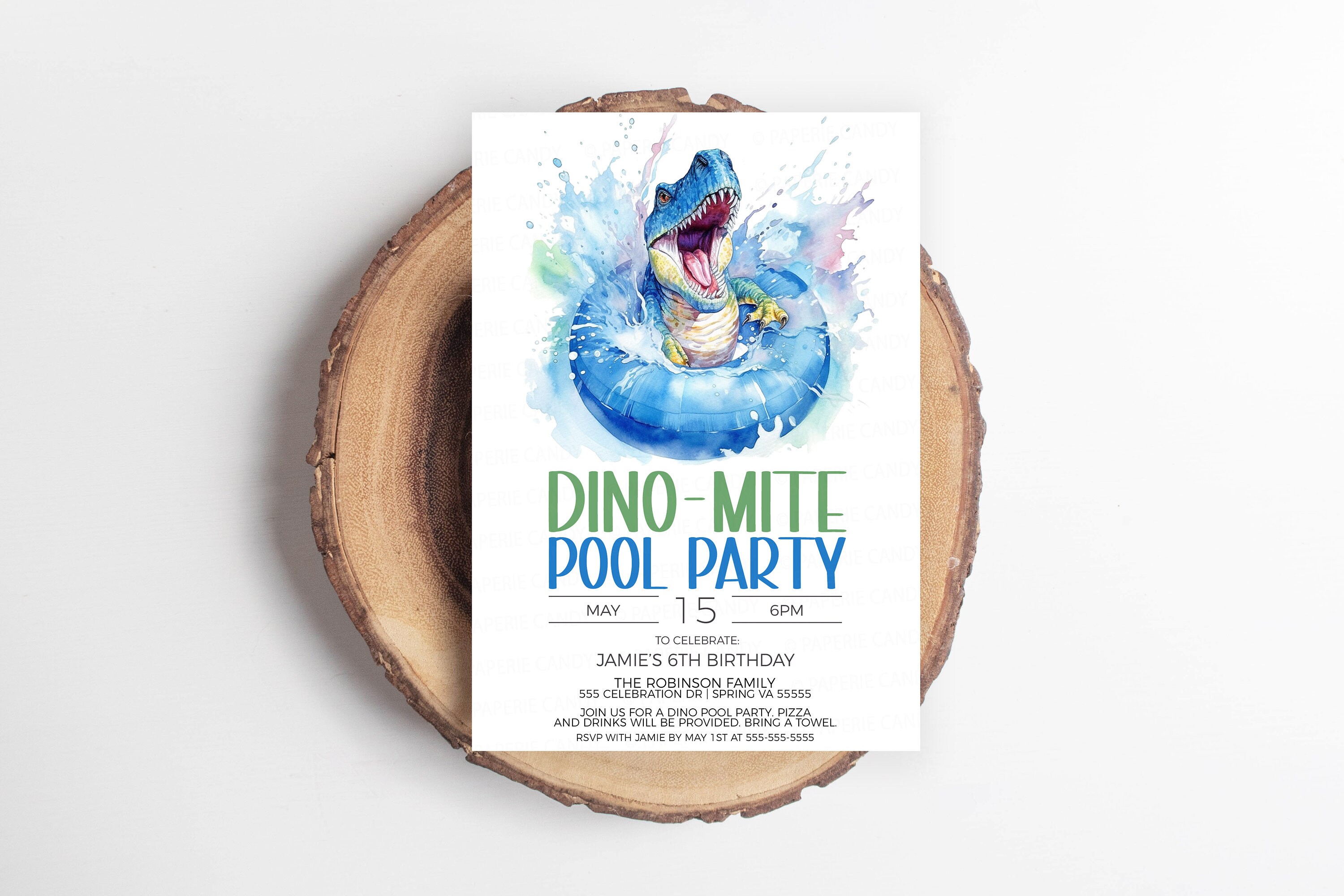 Dinosaur Pool Party Invitation Dino Pool Party Invite - Etsy