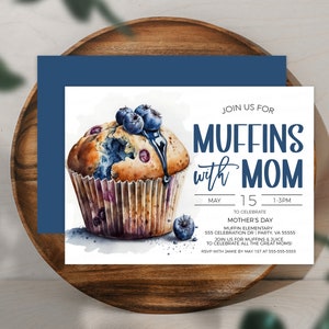 Muffins With Mom Invitation, Mother's Day Muffin Invite, Mother's ...