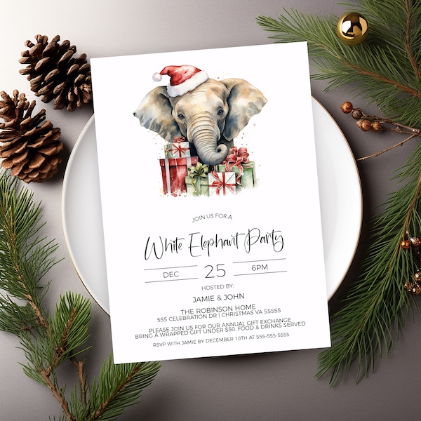 White Elephant Invitations - Etsy