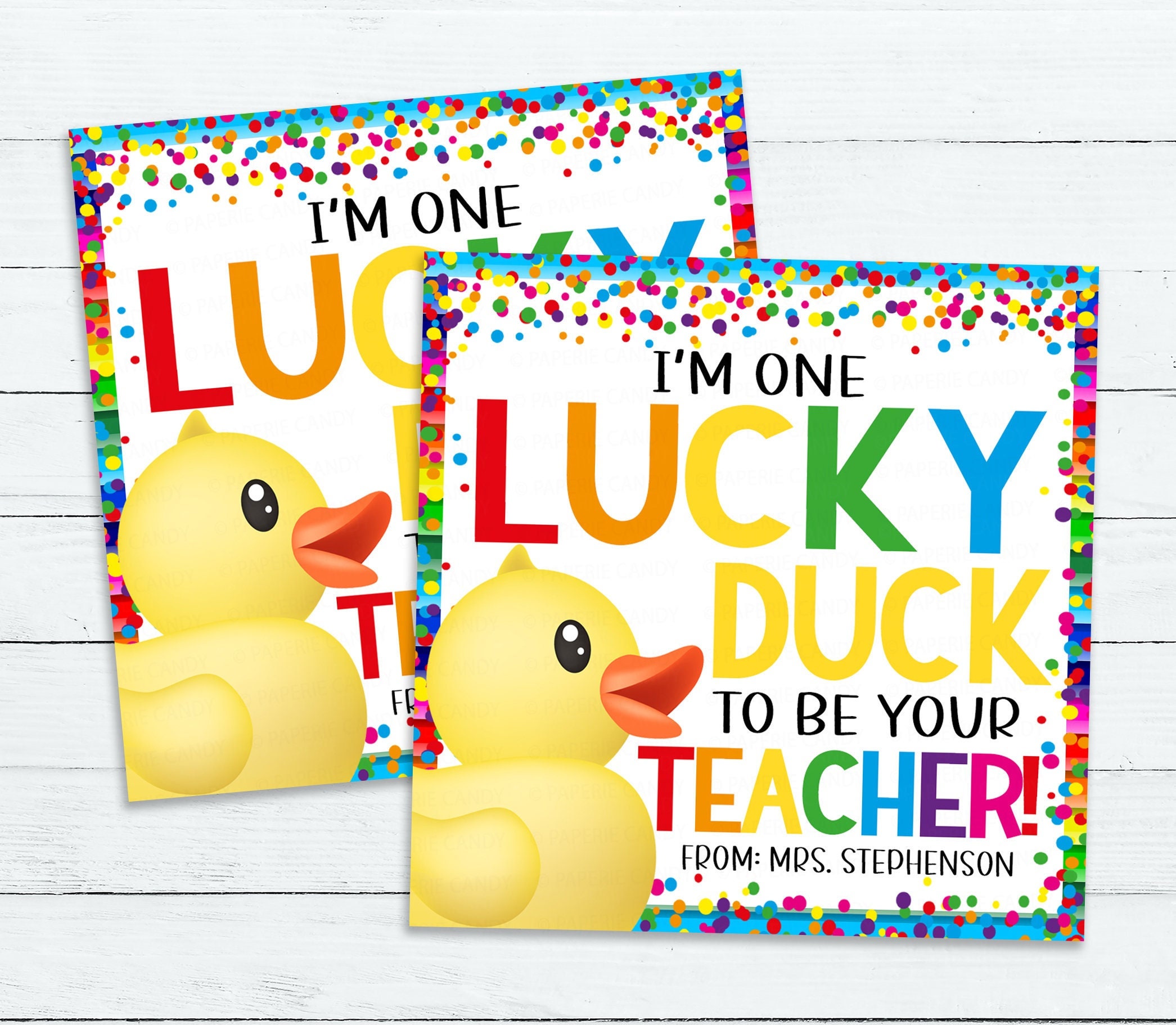 Back to School Rubber Duck Gift Tags, Lucky Duck to Be Your Teacher ...
