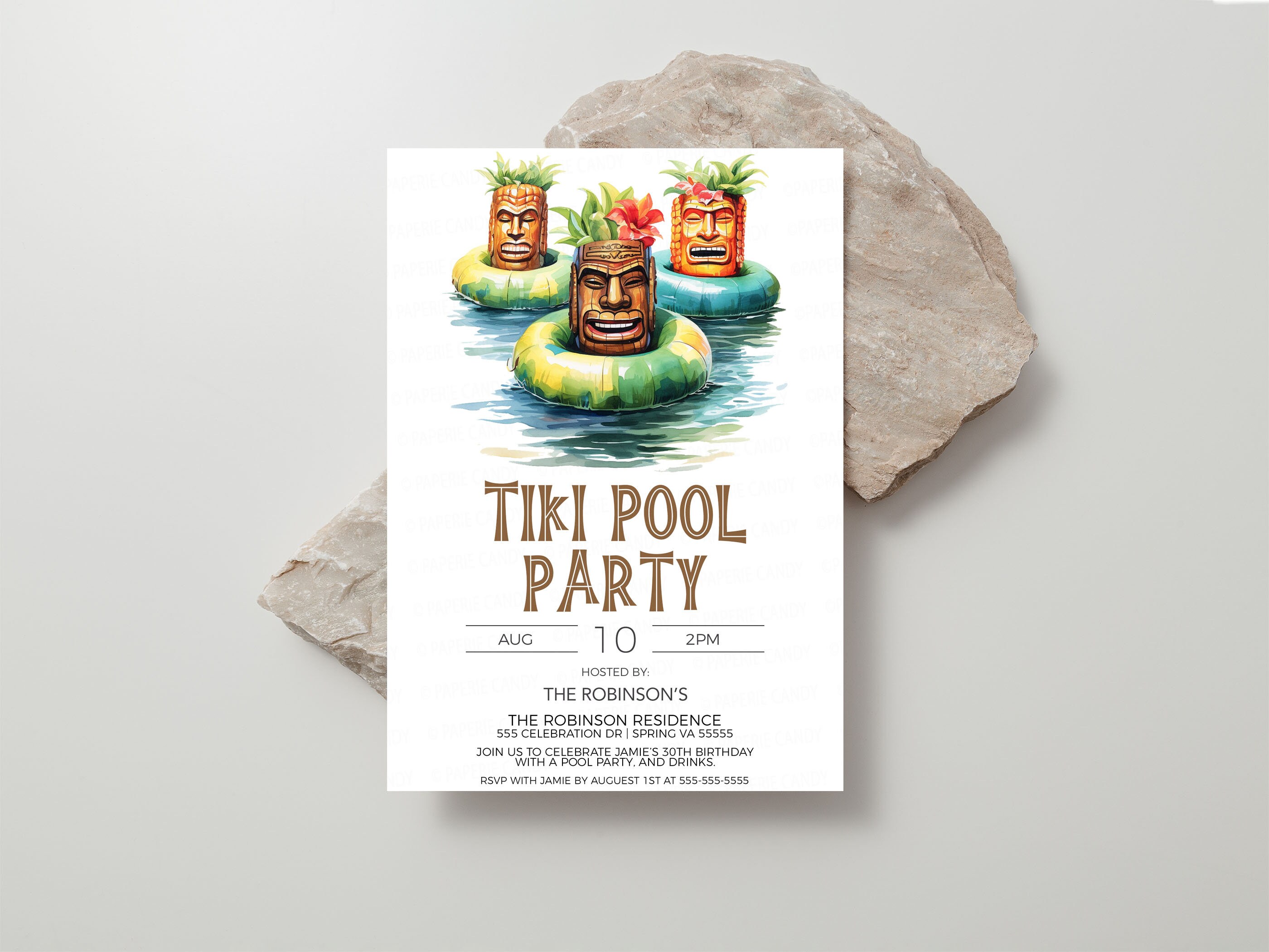 Tiki Pool Party Invitation Tiki Water Park Party Invite - Etsy