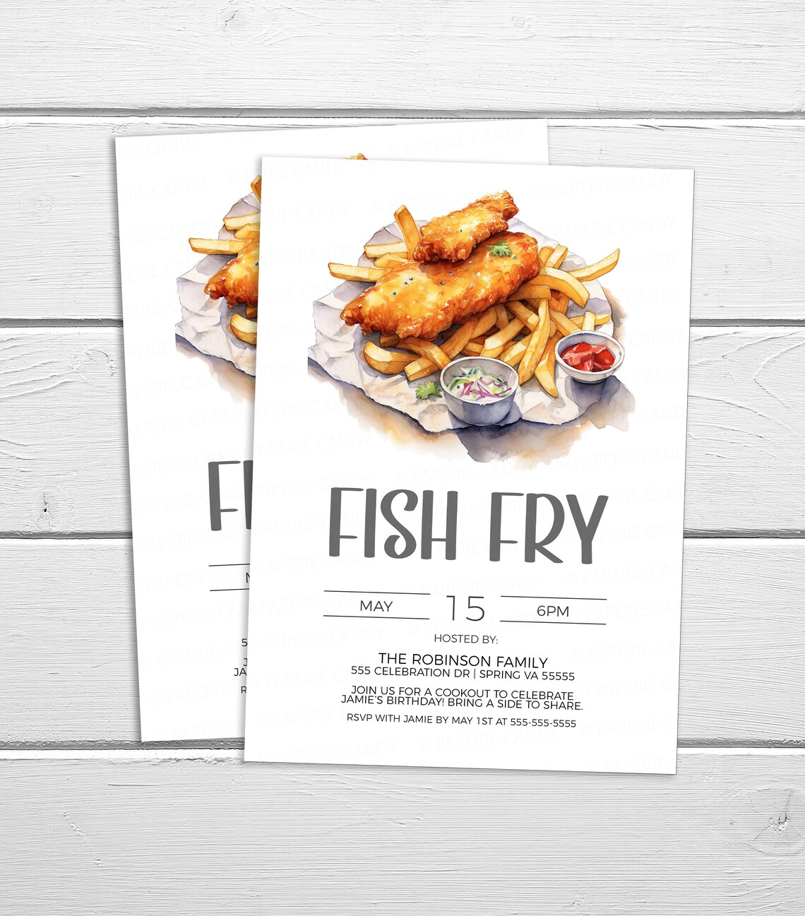 Fish Fry Invitation Fish and Chips Invite Seafood Birthday - Etsy