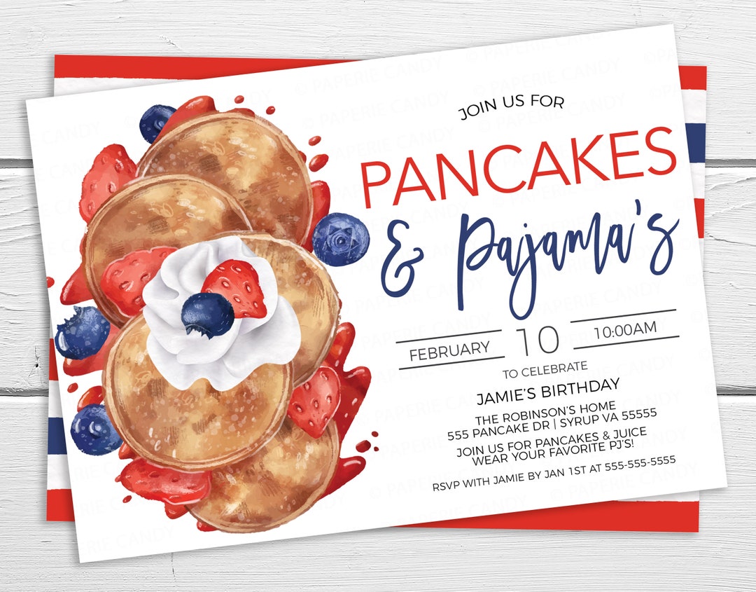 Pancakes and Pajamas Invitation Pancake PJ Party Invite - Etsy