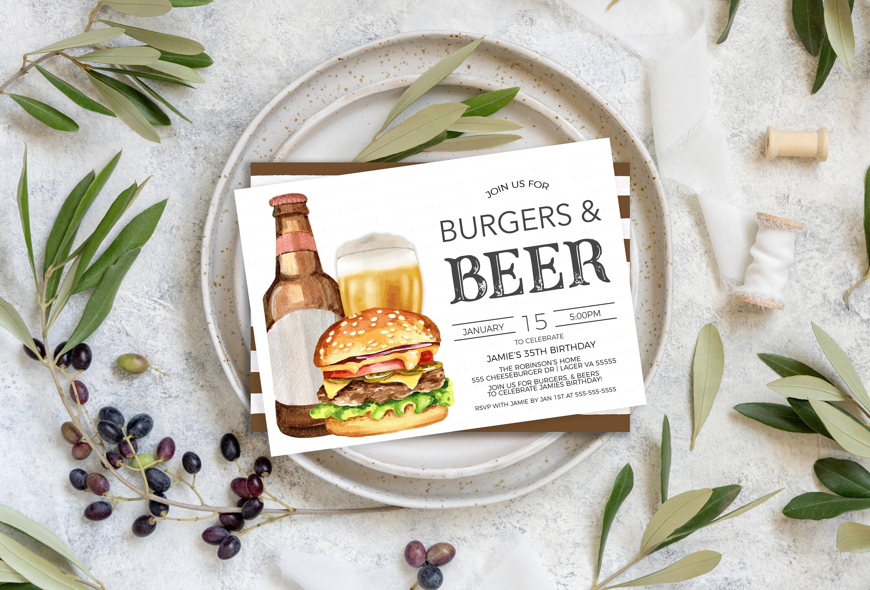 Burger and Beer Invitation Burgers Brews Invite Burger Beers - Etsy