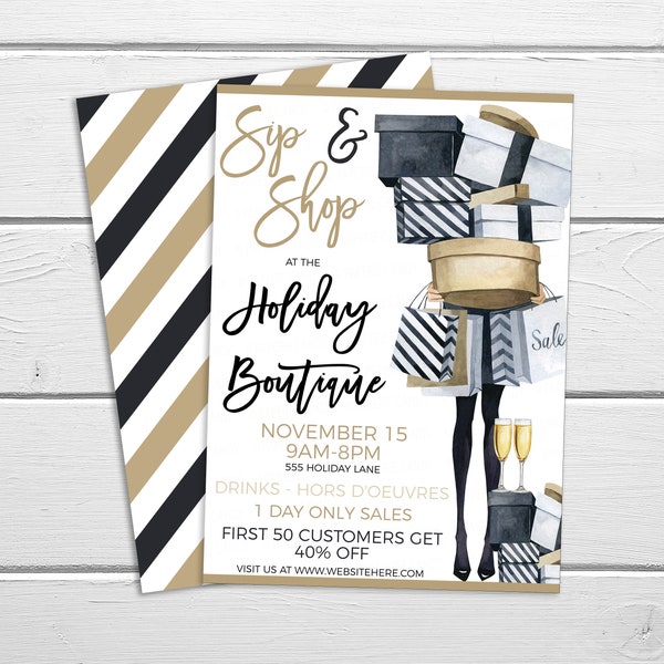 Christmas Sip and Shop Invite - Etsy