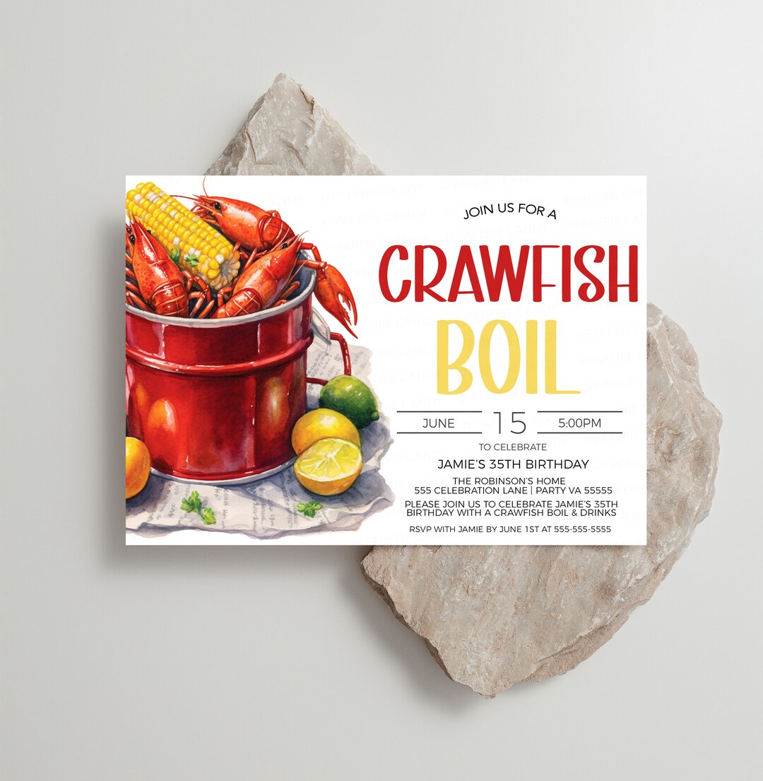 Crawfish Boil Invitation, Crawfish Boil Invite, Crawfish Boil Birthday ...