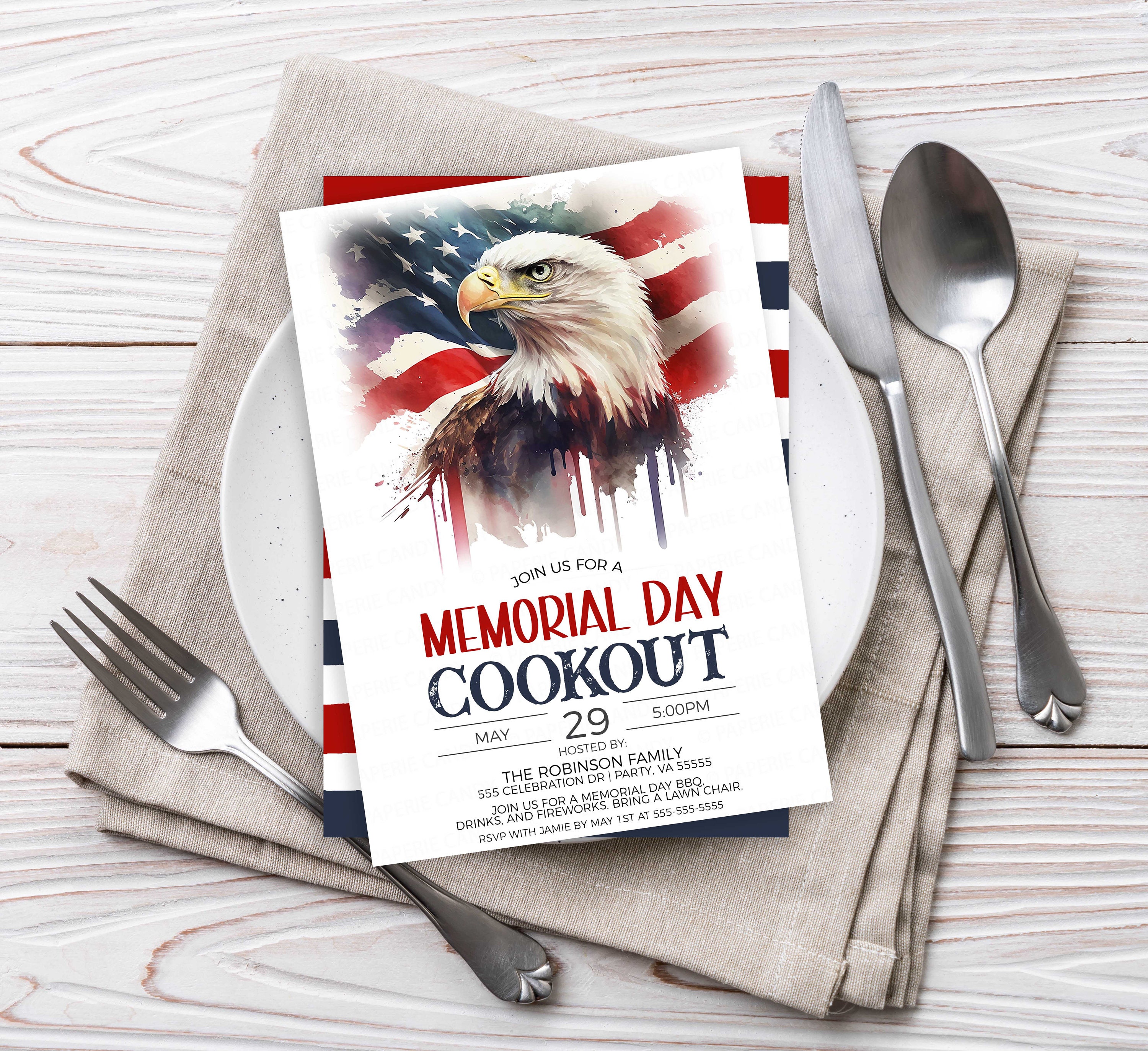 Memorial Day Invitation, Memorial Day Party Invite, Memorial Day ...