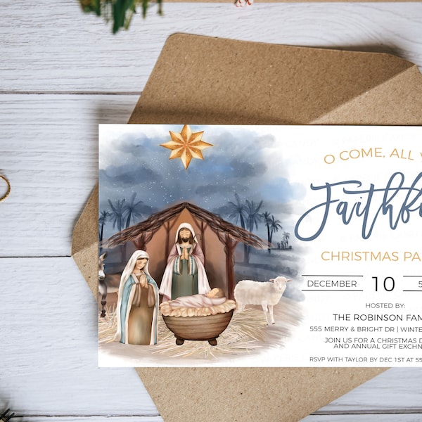 Christmas Church Service Invitation - Etsy