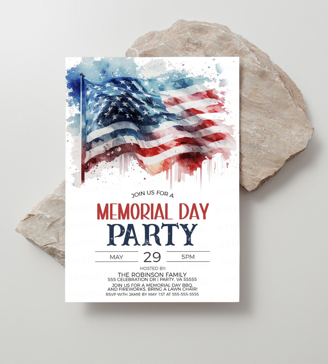 Memorial Day Invitation, Memorial Day Party Invite, Memorial Day BBQ ...