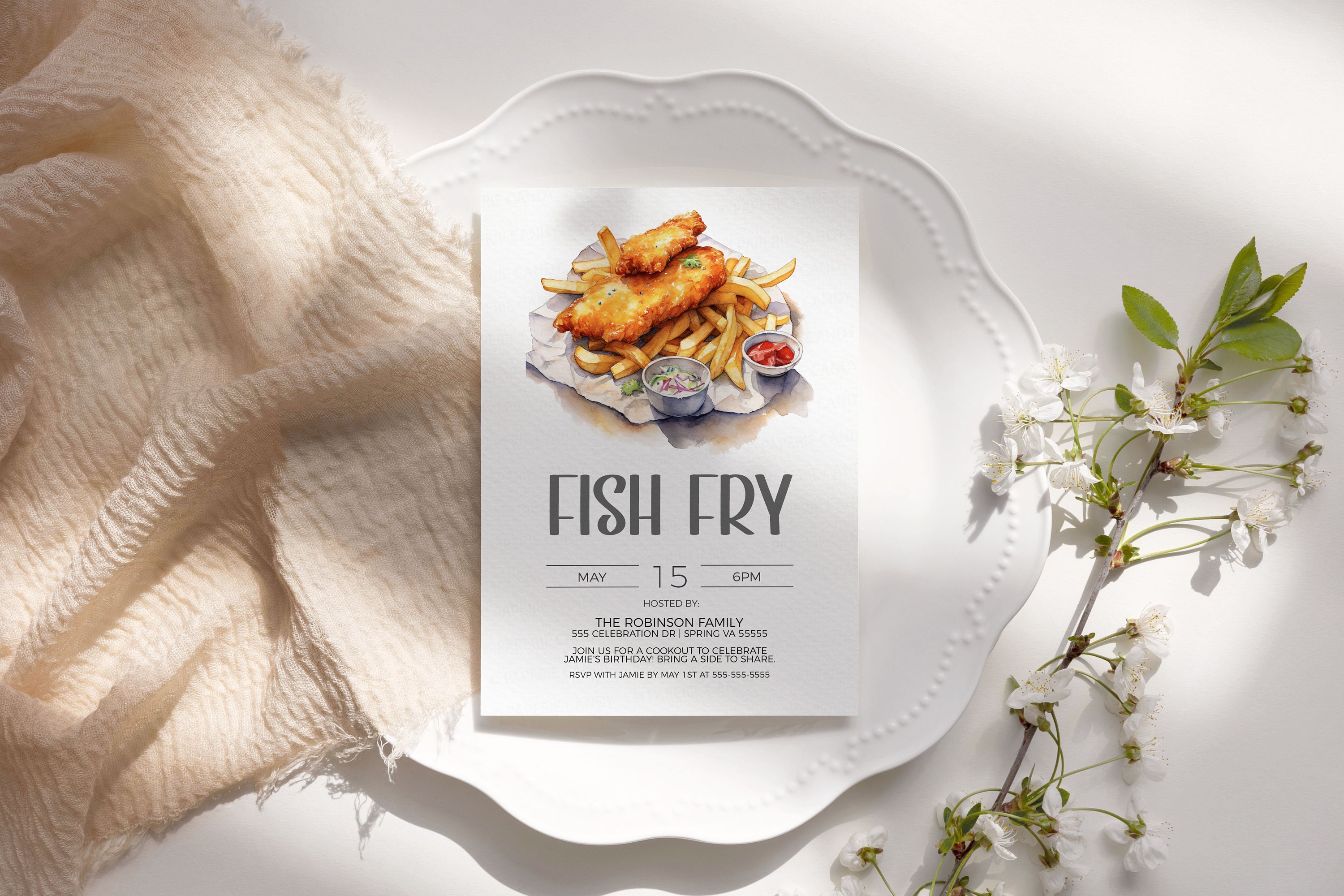 Fish Fry Invitation Fish and Chips Invite Seafood Birthday - Etsy