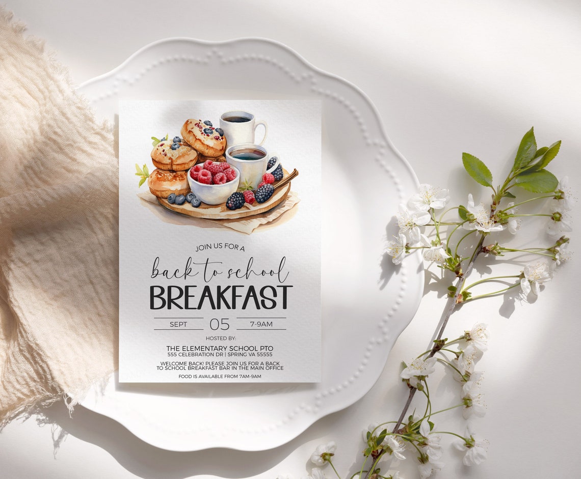 Back to School Breakfast Invitation, Welcome Back Breakfast Invite, 1st ...