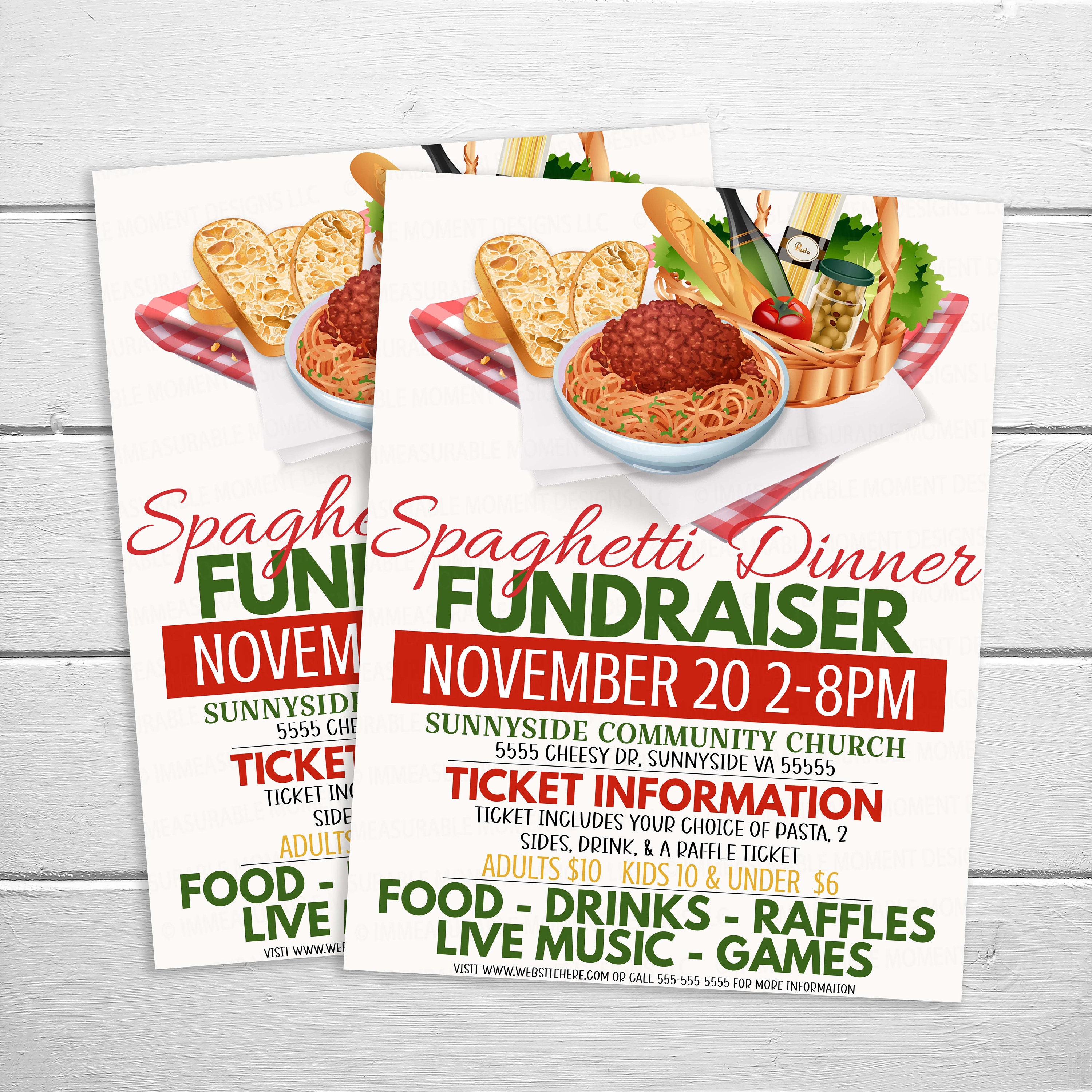 Editable Spaghetti Dinner Fundraiser Flyer, Italian Dinner Fundraising ...