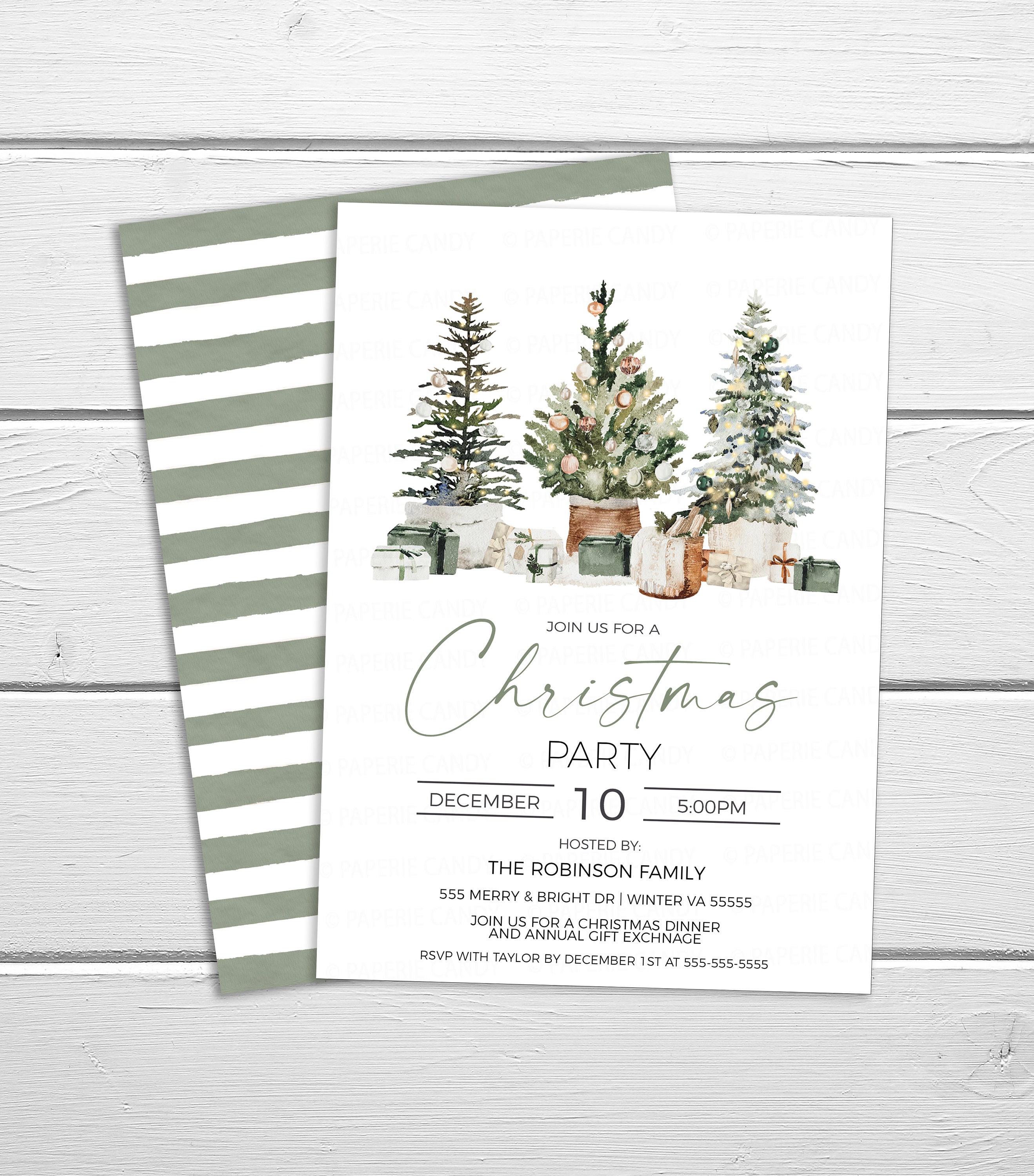 Editable Christmas Party Invitation Winter Holiday Invite - Etsy