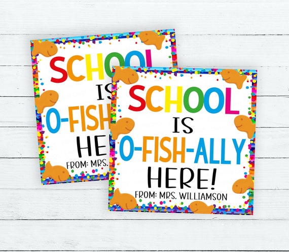 Back To School Goldfish Gift Tags, School is O-Fish-Ally Here, Goldfish ...