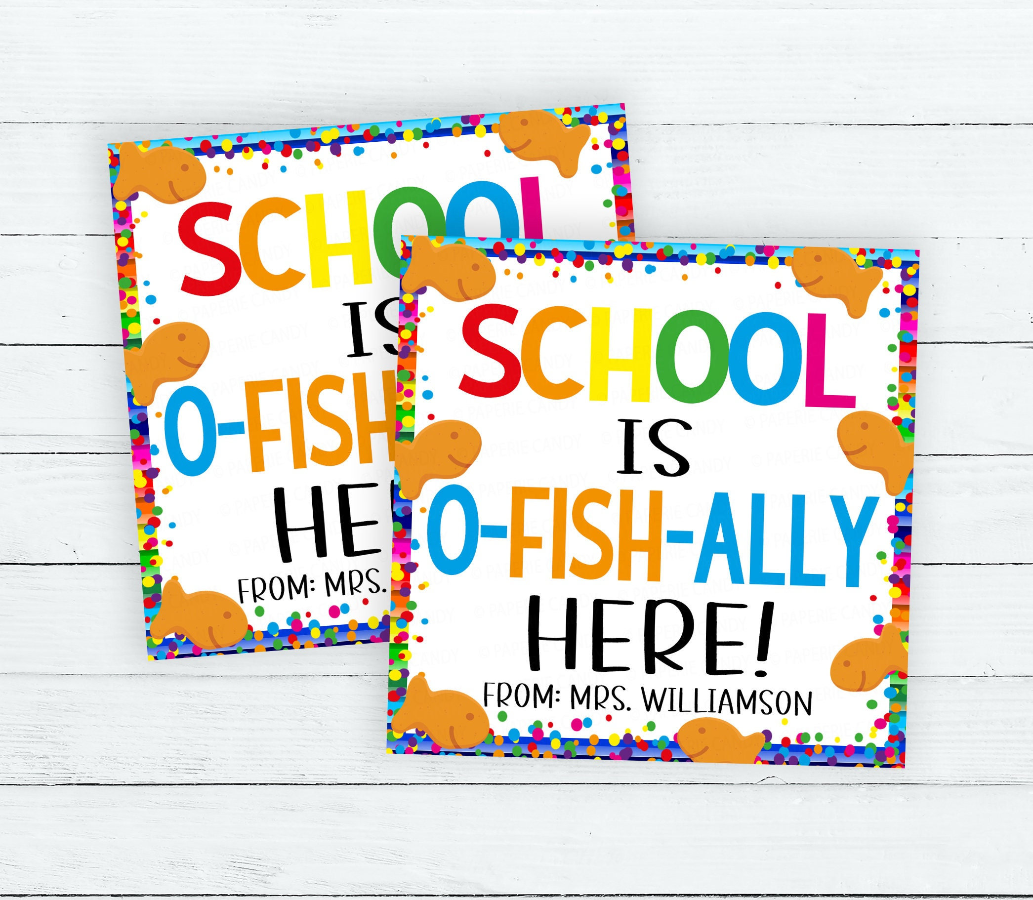 Back to School Goldfish Gift Tags, School is O-fish-ally Here, Goldfish ...