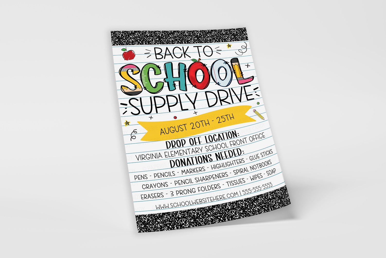 School Supply Drive Flyer Printable Editable PTO PTA Flyer - Etsy
