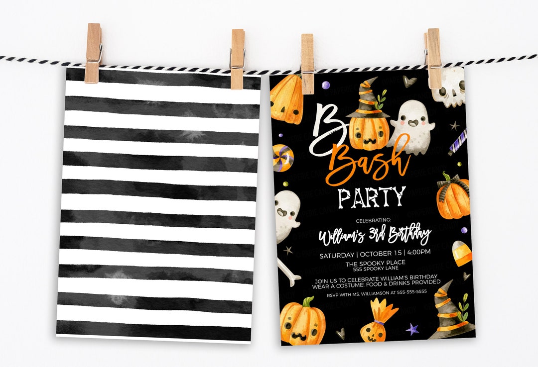 Halloween Boo Bash Invitation, Spooktacular Kids Birthday Costume Party ...