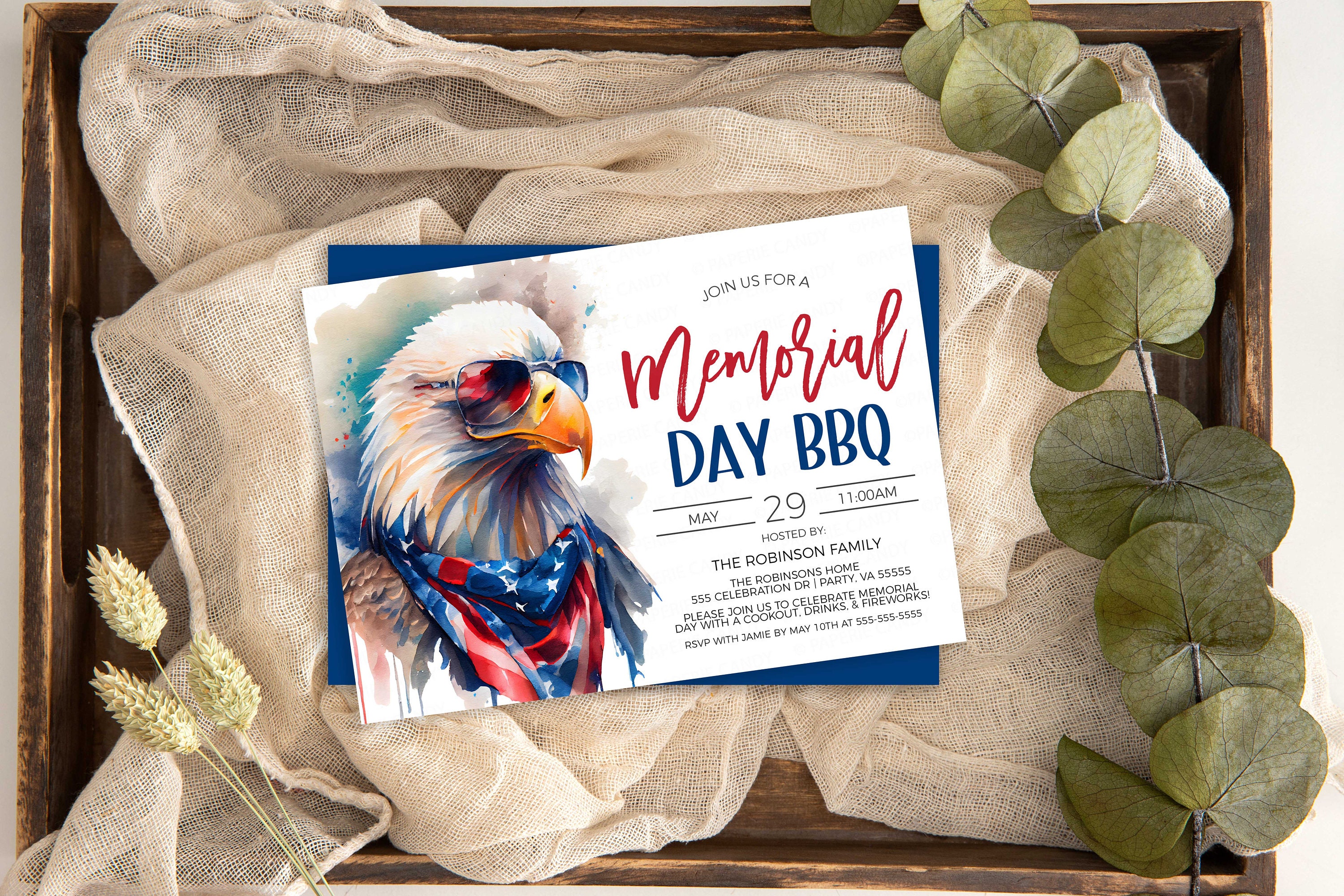 Memorial Day BBQ Invitation, Memorial Day Invite, Memorial Day Cookout ...