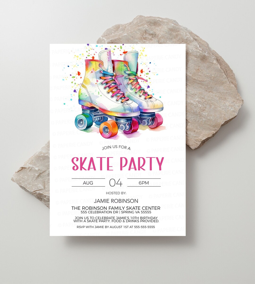 Roller Skating Invitation, Roller Skate Invite, Roller Skating Birthday ...