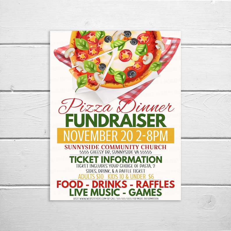 Editable Pizza Fundraiser Flyer, Pizza Dinner Fundraising Invitation ...