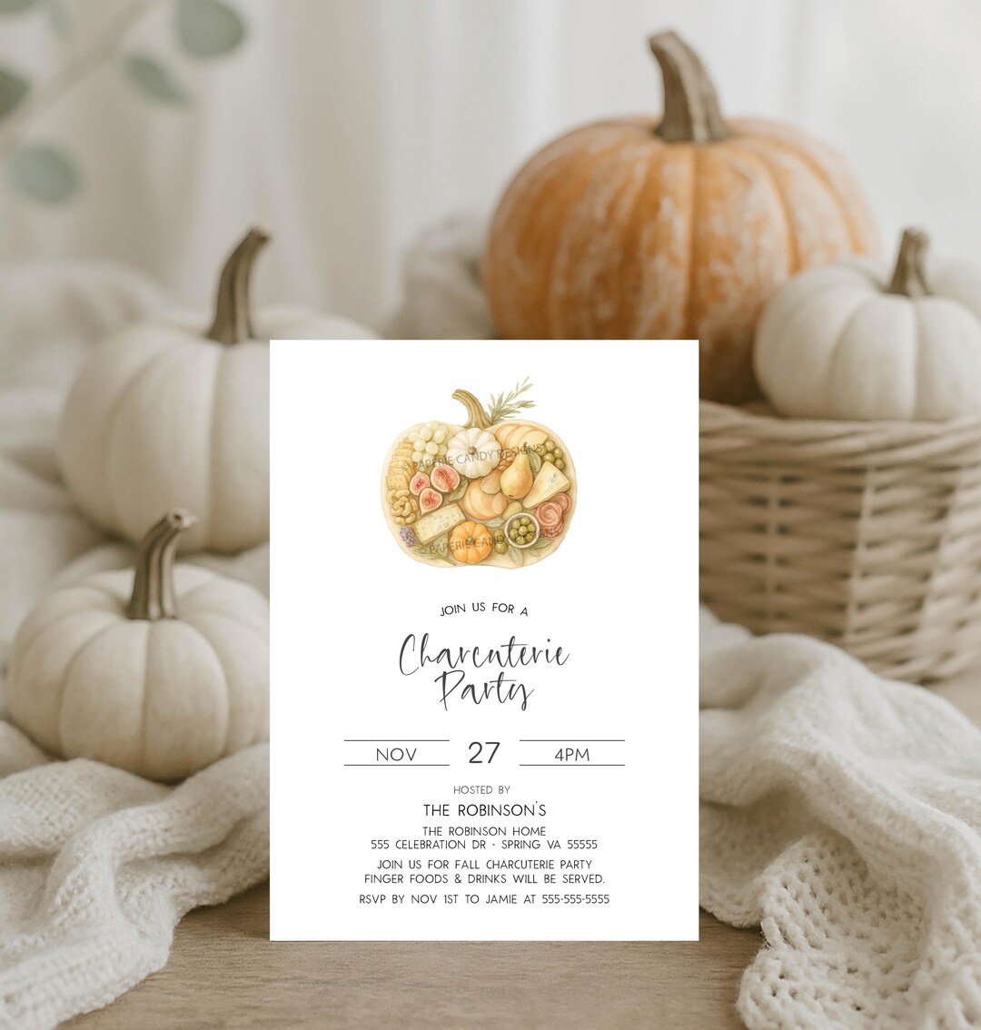 Fall Charcuterie Party Invitation, Thanksgiving Meat Cheese Board ...
