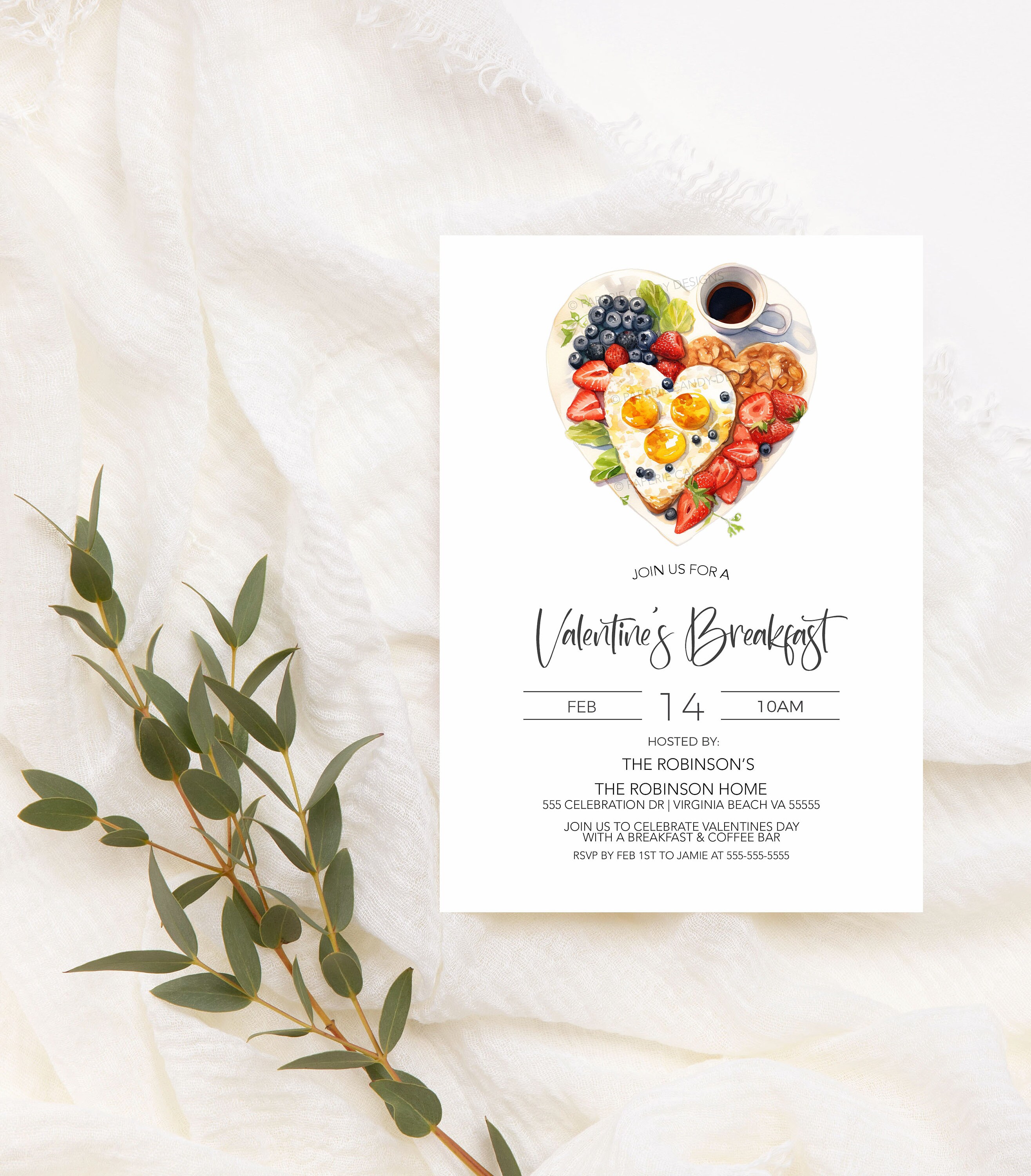Valentine's Day Breakfast Invitation, Editable Galentine's Brunch ...