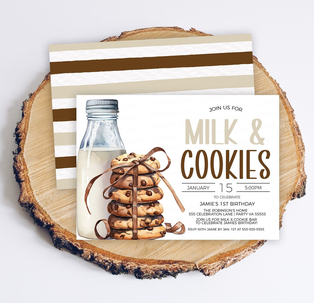 Milk and Cookies Party Invitation, Milk & Cookie Invite, Milk and ...