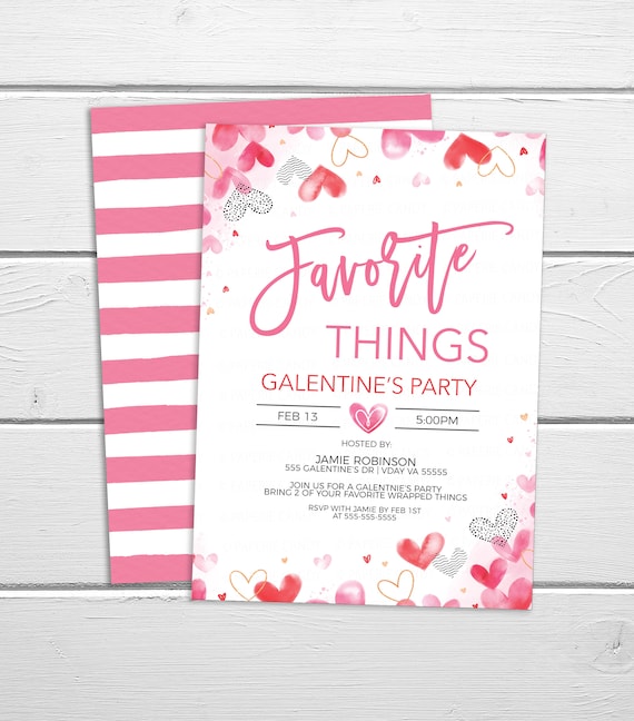 Valentine's Favorite Things Invitation, Galentine's Invite, Ladies Friends Valentine Gift ...