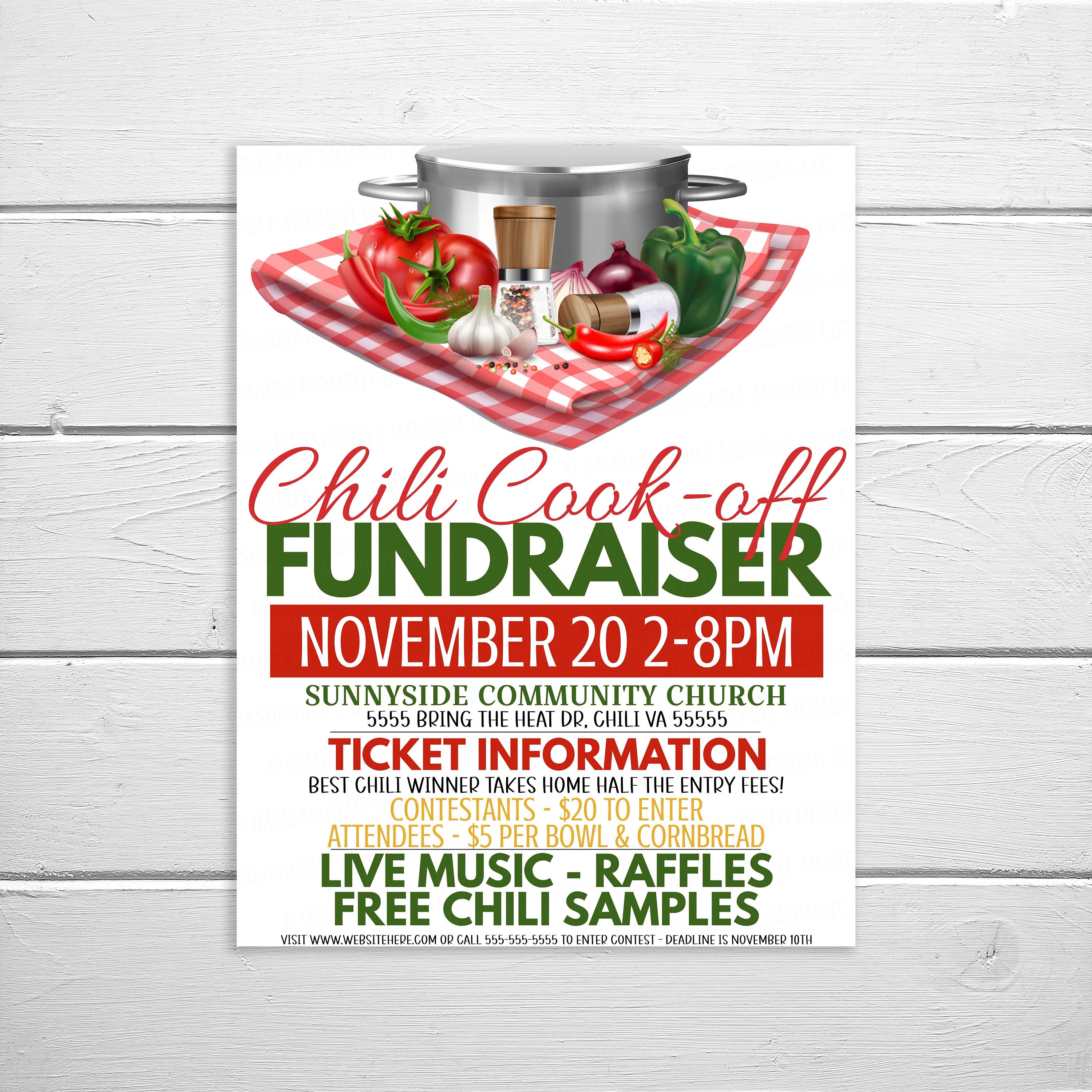 Editable Chili Cook-off Invitation Flyer Family Cookoff - Etsy