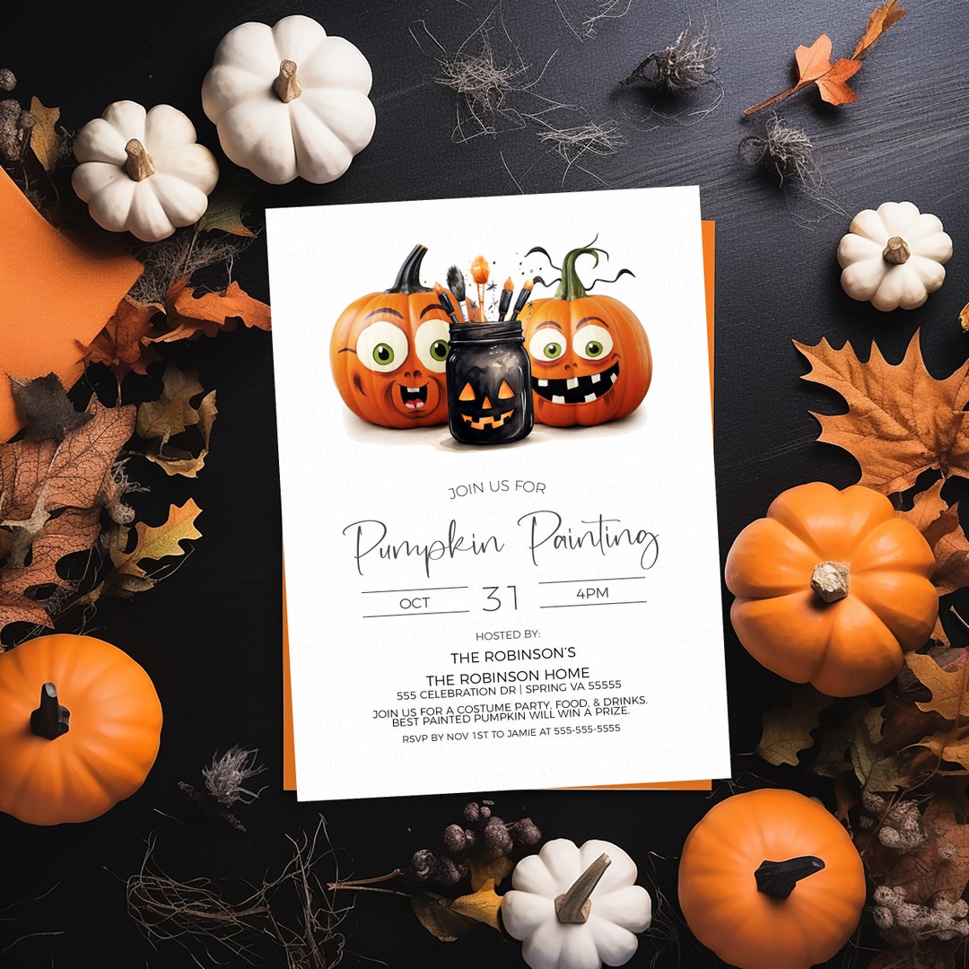 Pumpkin Painting Party Invitation, Jack-o-lantern Painting Party Invite ...