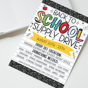 School Supply Drive Flyer, Printable Editable PTO PTA Flyer, Supplies ...