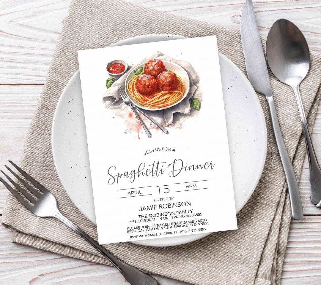 Spaghetti Invitation, Spaghetti Invite, Italian Pasta Dinner, Rehearsal ...