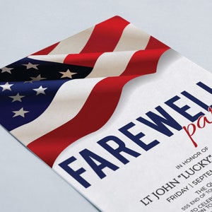 Military Farewell Party Invitation, American Flag Invite, Hail & Bail ...