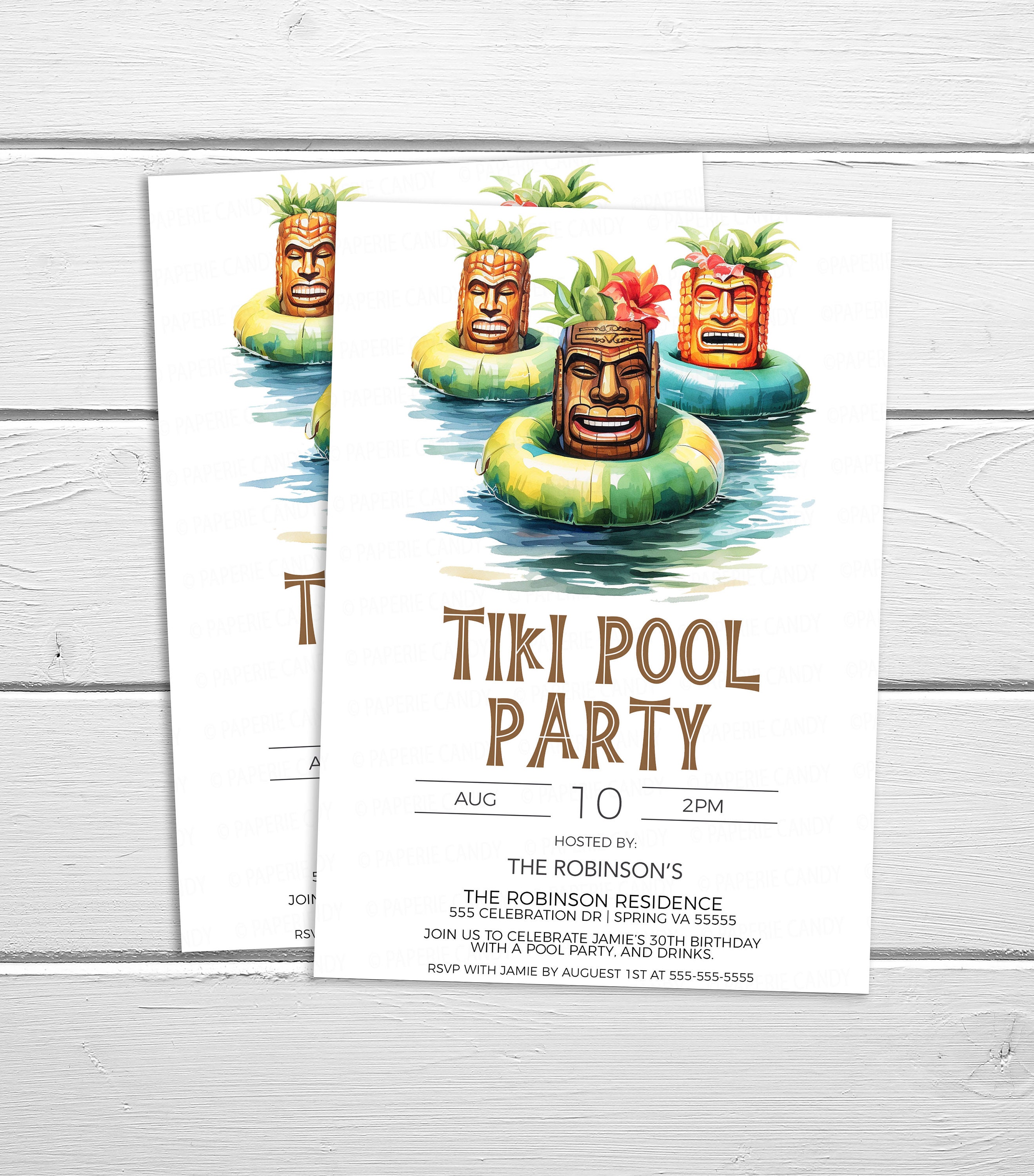 Tiki Pool Party Invitation Tiki Water Park Party Invite - Etsy