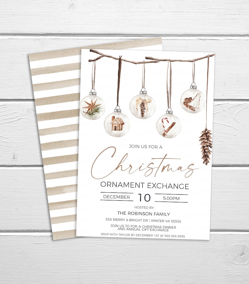 Ornament Exchange Party Invitation Editable Christmas Party - Etsy