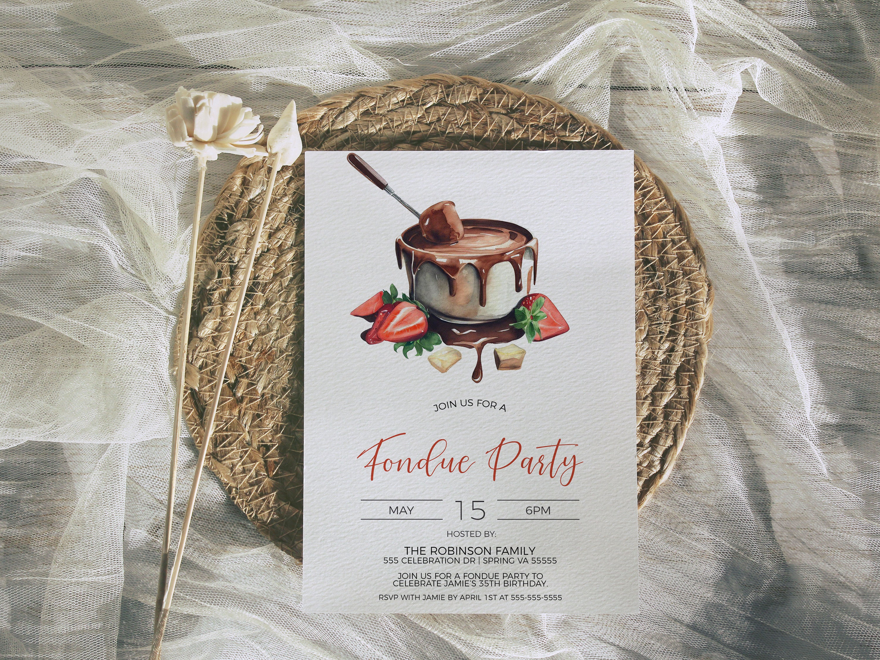 Fondue Party Invitation Adult Birthday