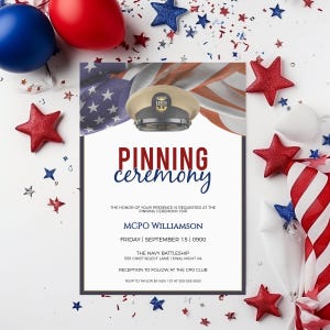 Editable MCPO Pinning Ceremony Invitation, E9 Master Chief Petty ...