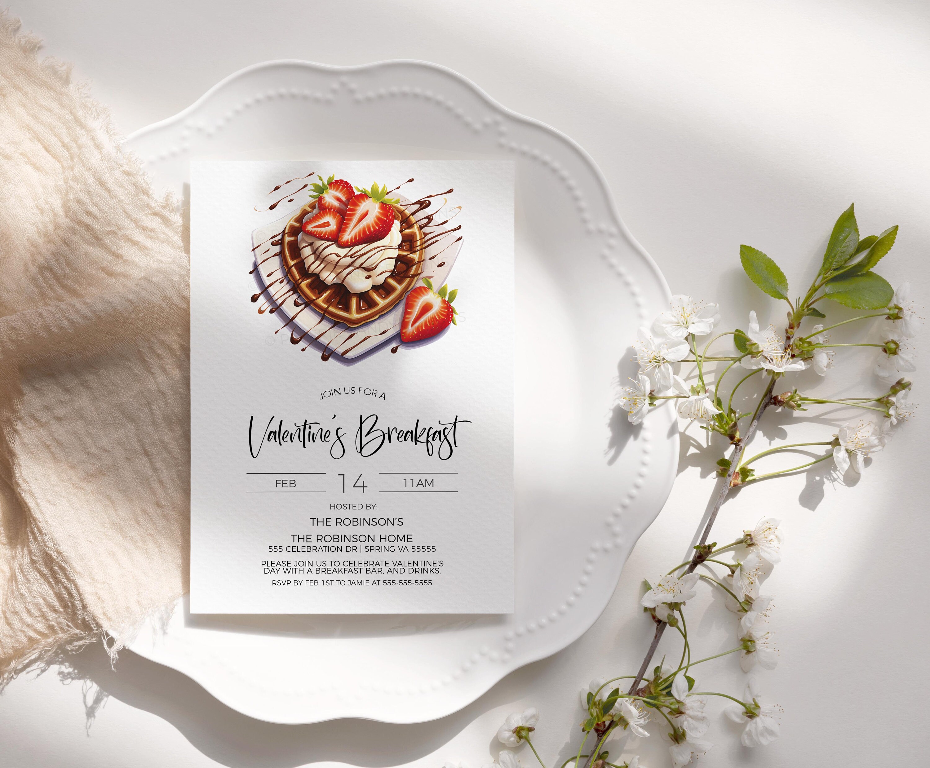 Valentine's Day Breakfast Invitation, Editable Galentine's Brunch ...