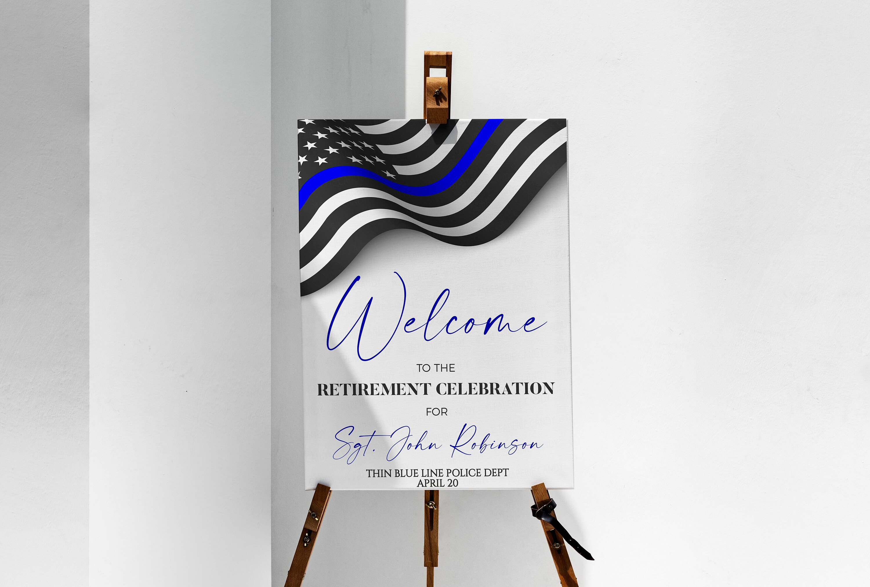 Police Officer Retirement Sign Editable Thin Blue Line - Etsy