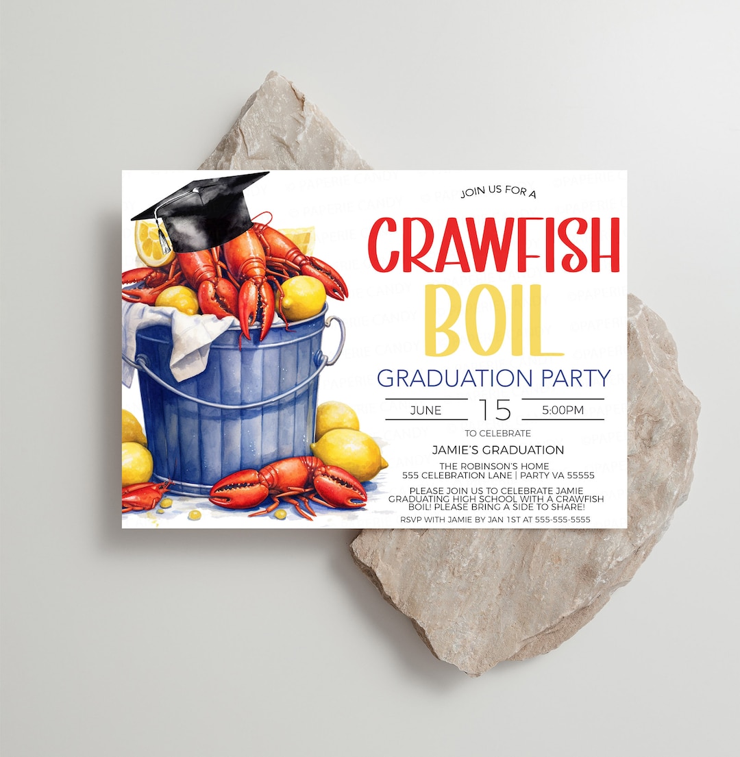 Crawfish Boil Graduation Invitation, Crawfish Boil Grad Invite ...