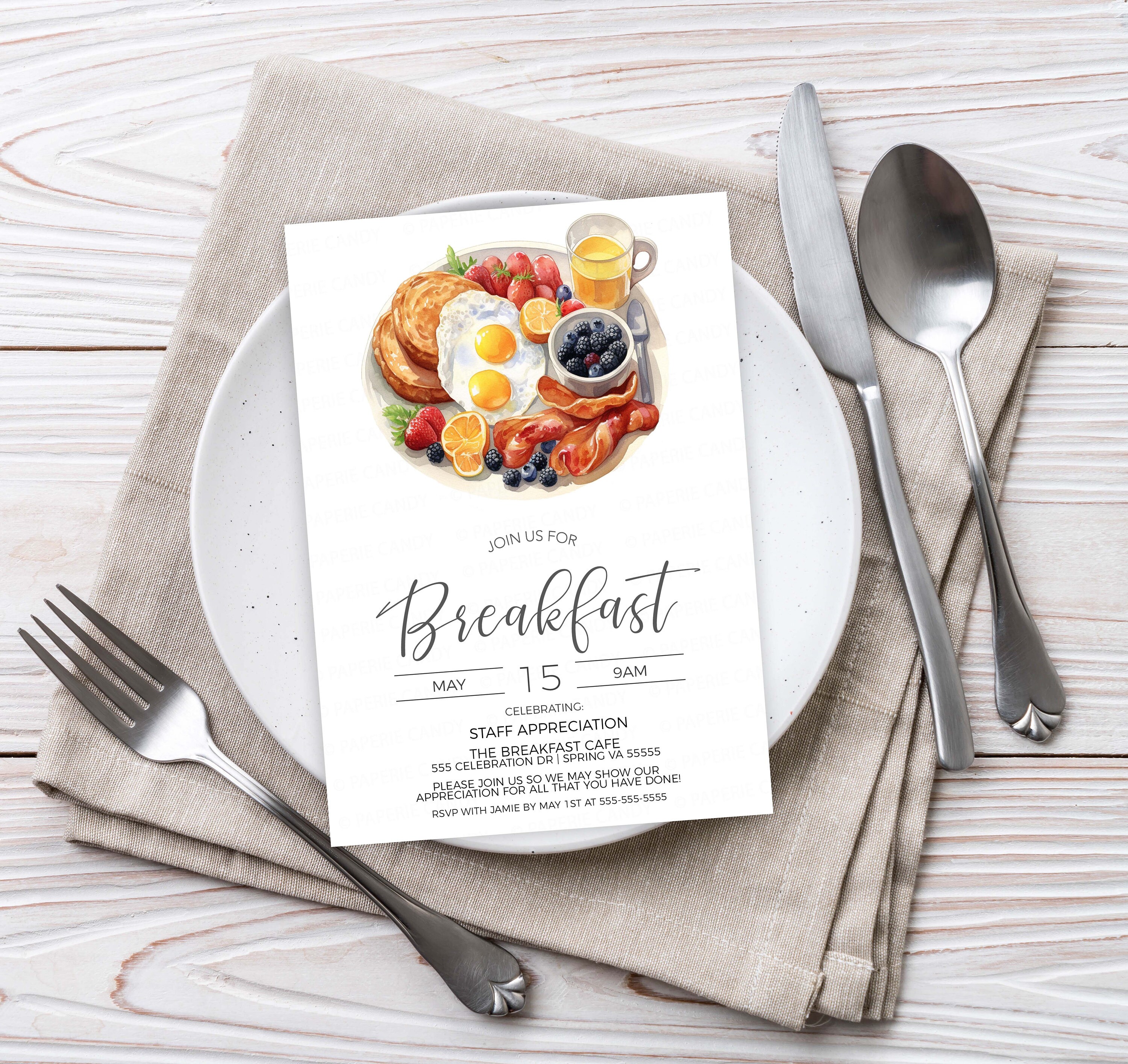 Breakfast Invitation Staff Employee Appreciation Breakfast - Etsy