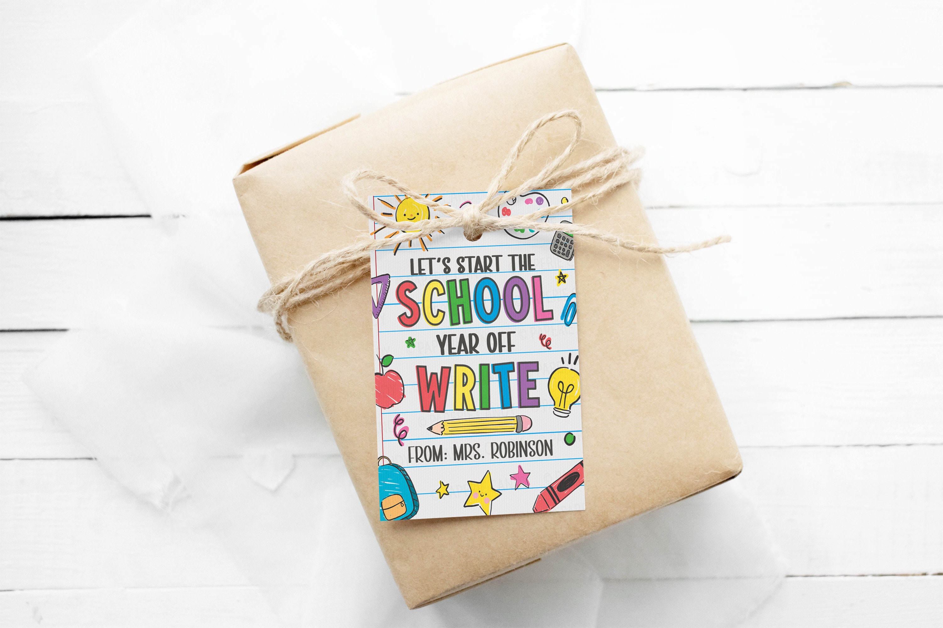 Back to School Gift Tags Let's Start the Year off Write - Etsy