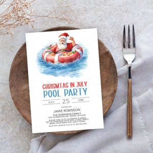 Christmas in July Pool Party Invitation, Christmas in Summer Pool Party ...