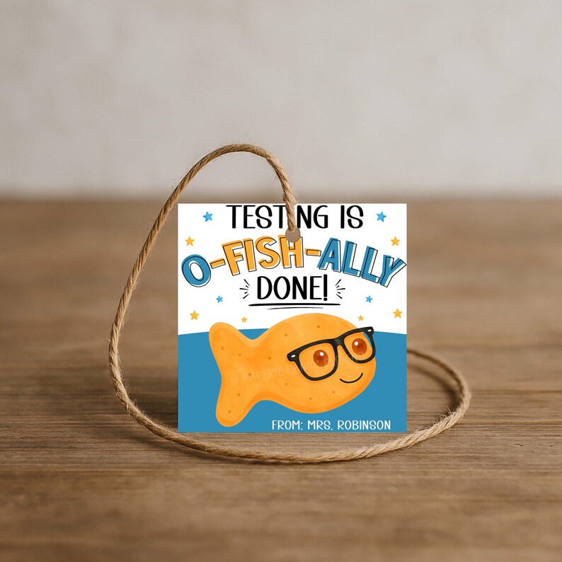 Goldfish Gift Tag, O-fish-ally Label, Good Luck Encouragement School ...