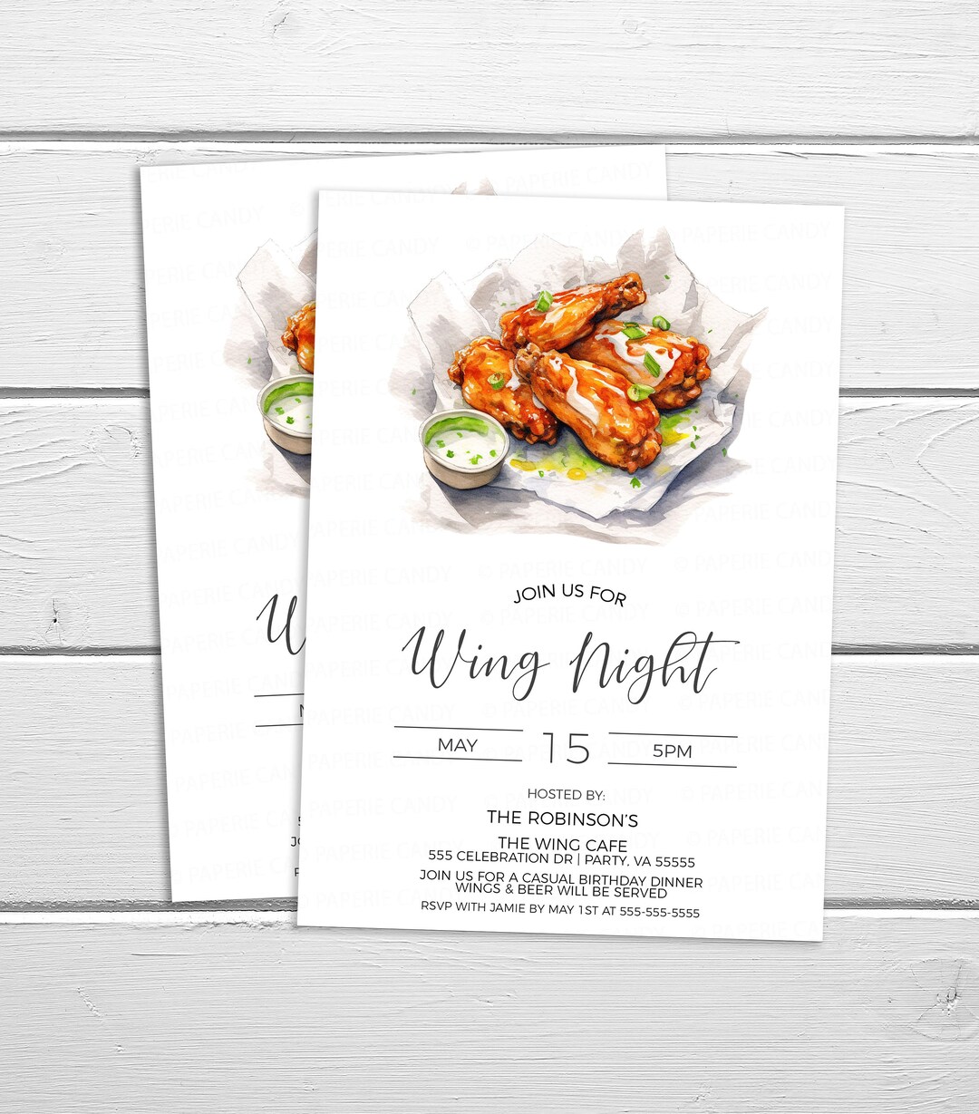 Wing Night Invitation Chicken Wings Invite Buffalo Wings - Etsy